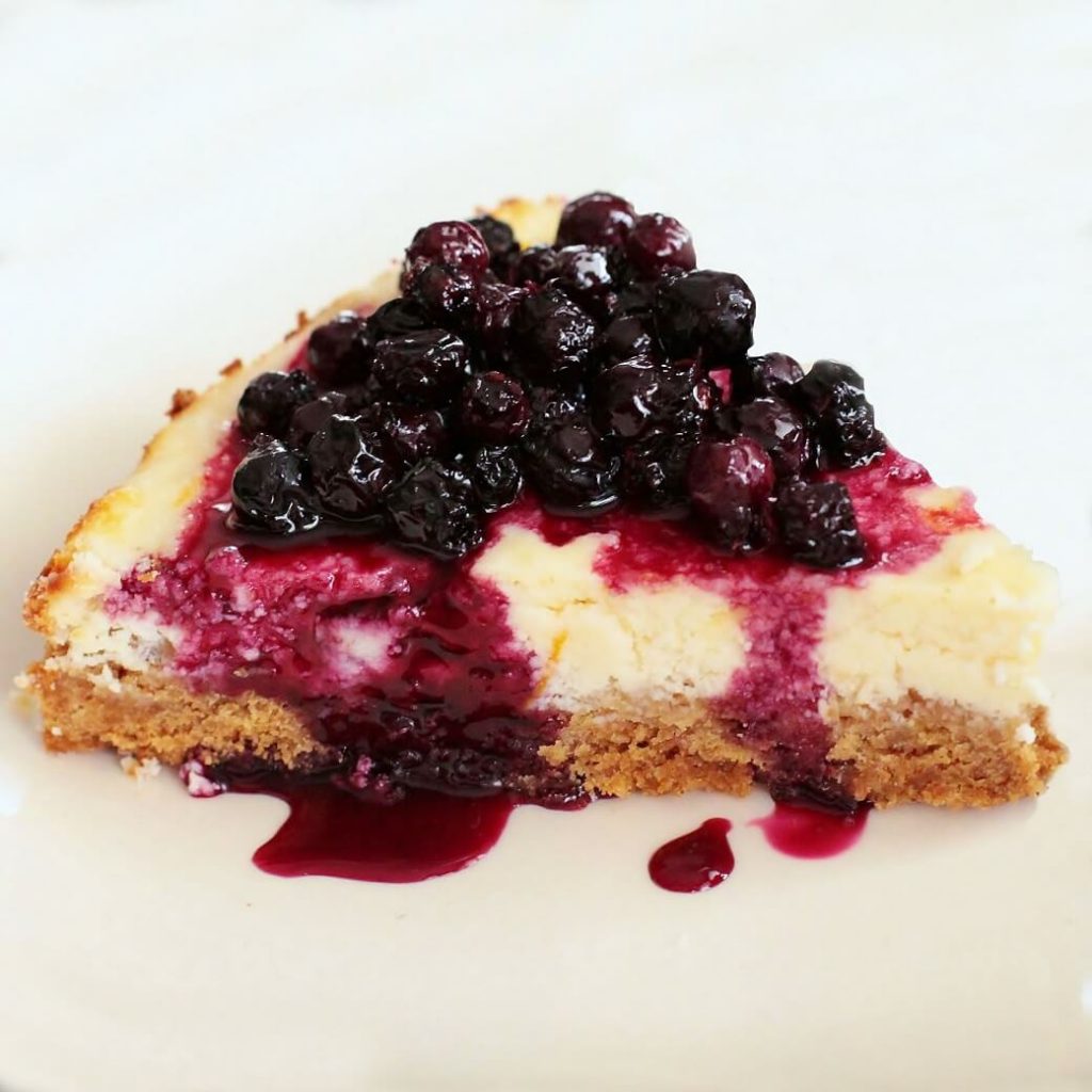 Meyer Lemon Mascapone Baked Cheesecake with Saskatoon Sauce - Dish 'n ...