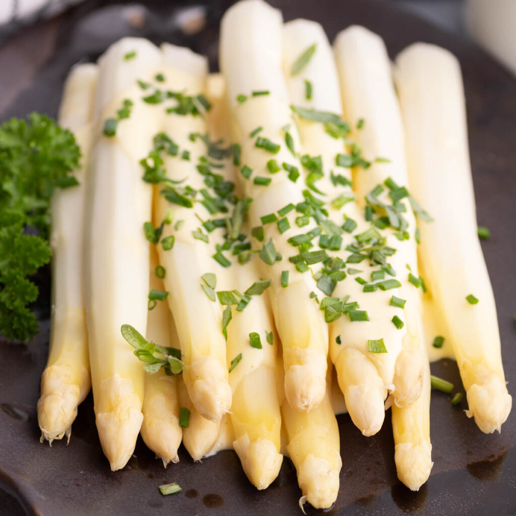 White Asparagus with Easy Blender Hollandaise - Dish 'n' the Kitchen