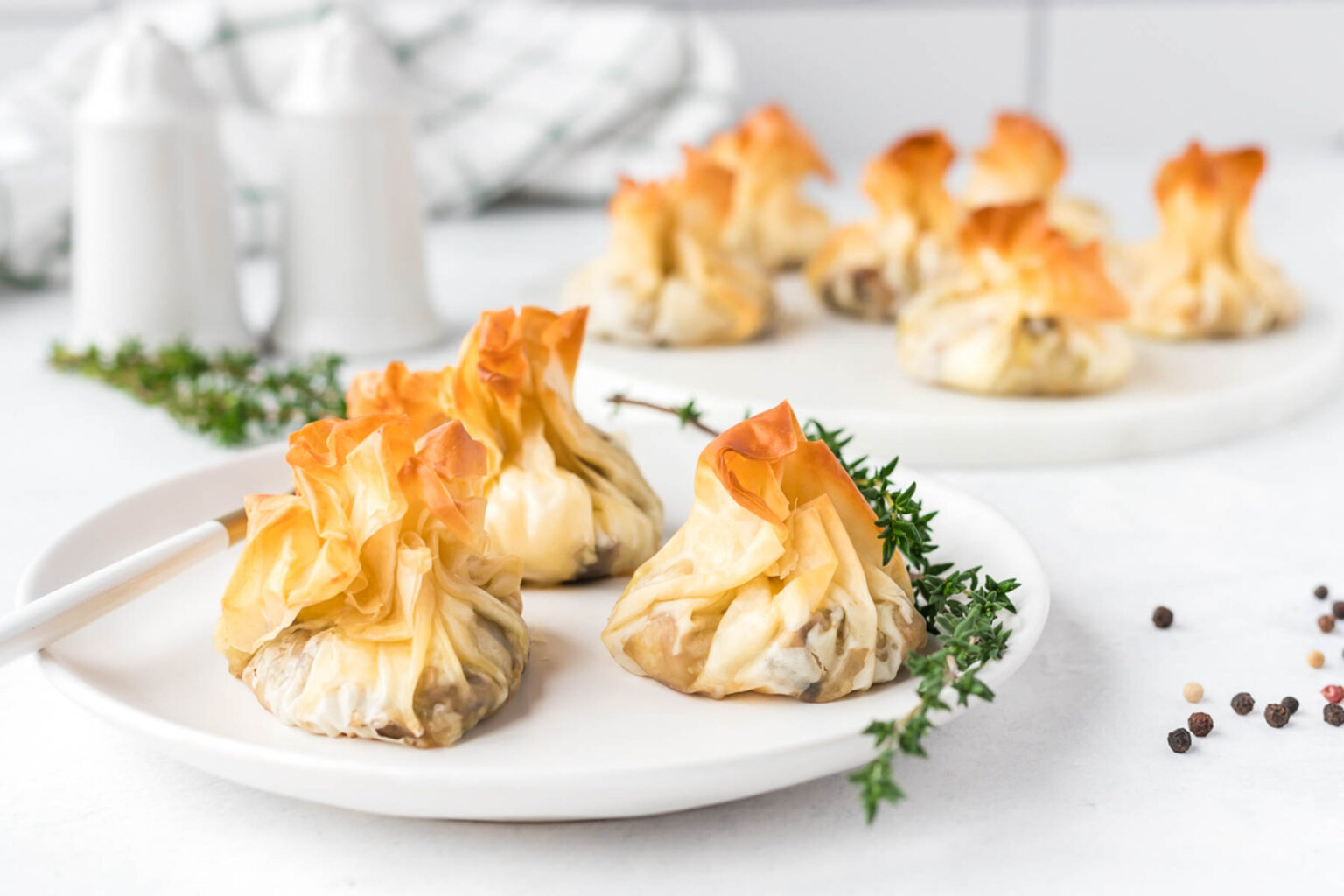 Mushroom Goat Cheese Filo Pastry Parcels - Dish 'n' the Kitchen