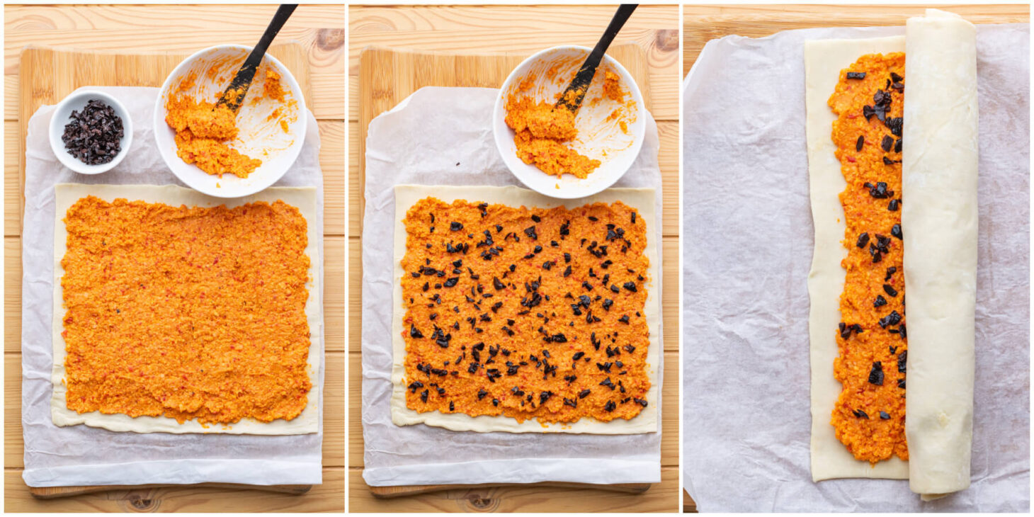 Spanish Lentil Puff Pastry Pinwheels - Dish 'n' the Kitchen