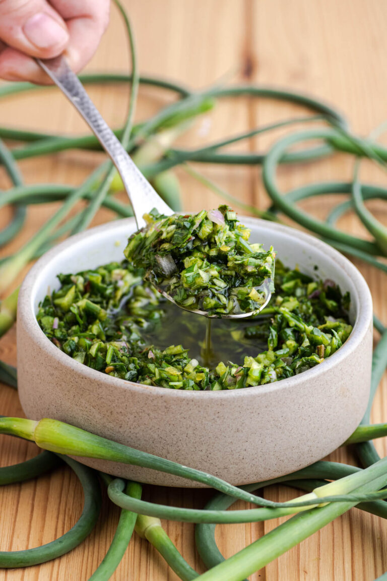 Garlic Scape Chimichurri - Dish 'n' the Kitchen
