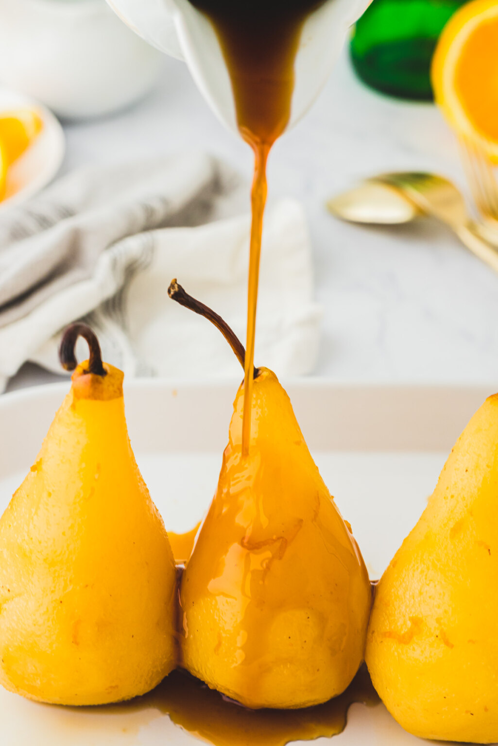Cider Poached Pears - Dish 'n' the Kitchen