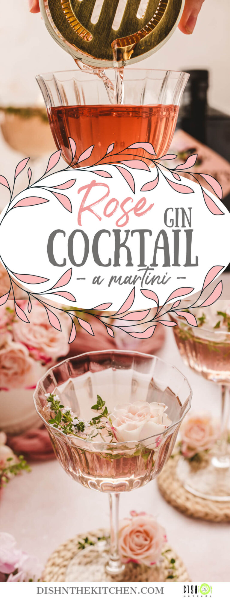 Romantic Gin Rose Cocktail - Dish 'n' the Kitchen