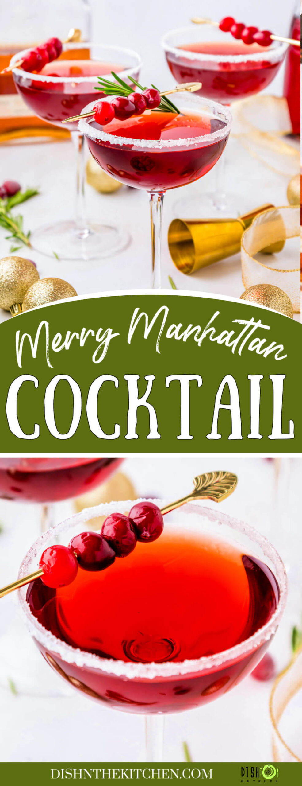 Merry Manhattan - Holiday Bourbon Cocktail - Dish 'n' the Kitchen