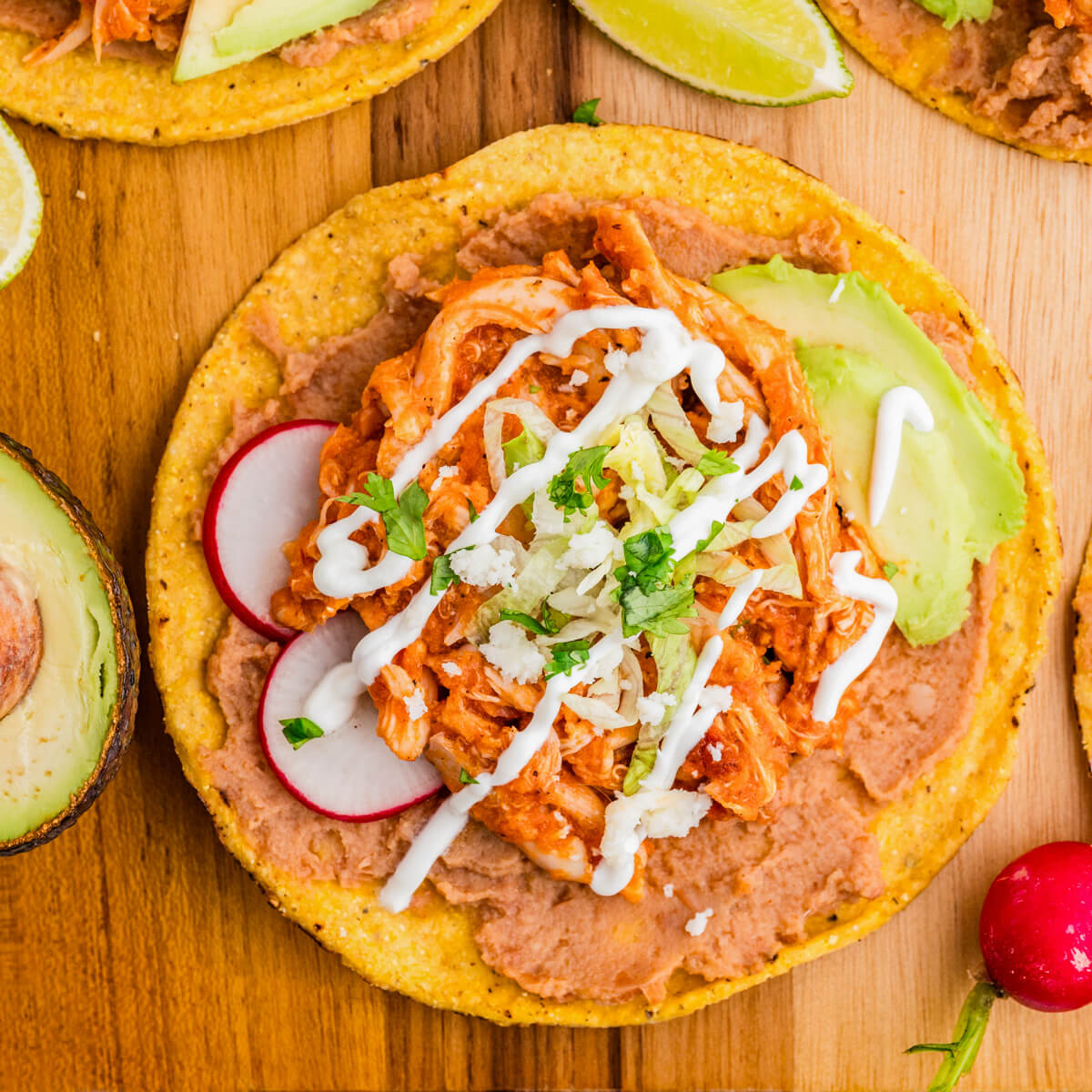 Chicken Tinga Tostadas - Dish 'n' the Kitchen