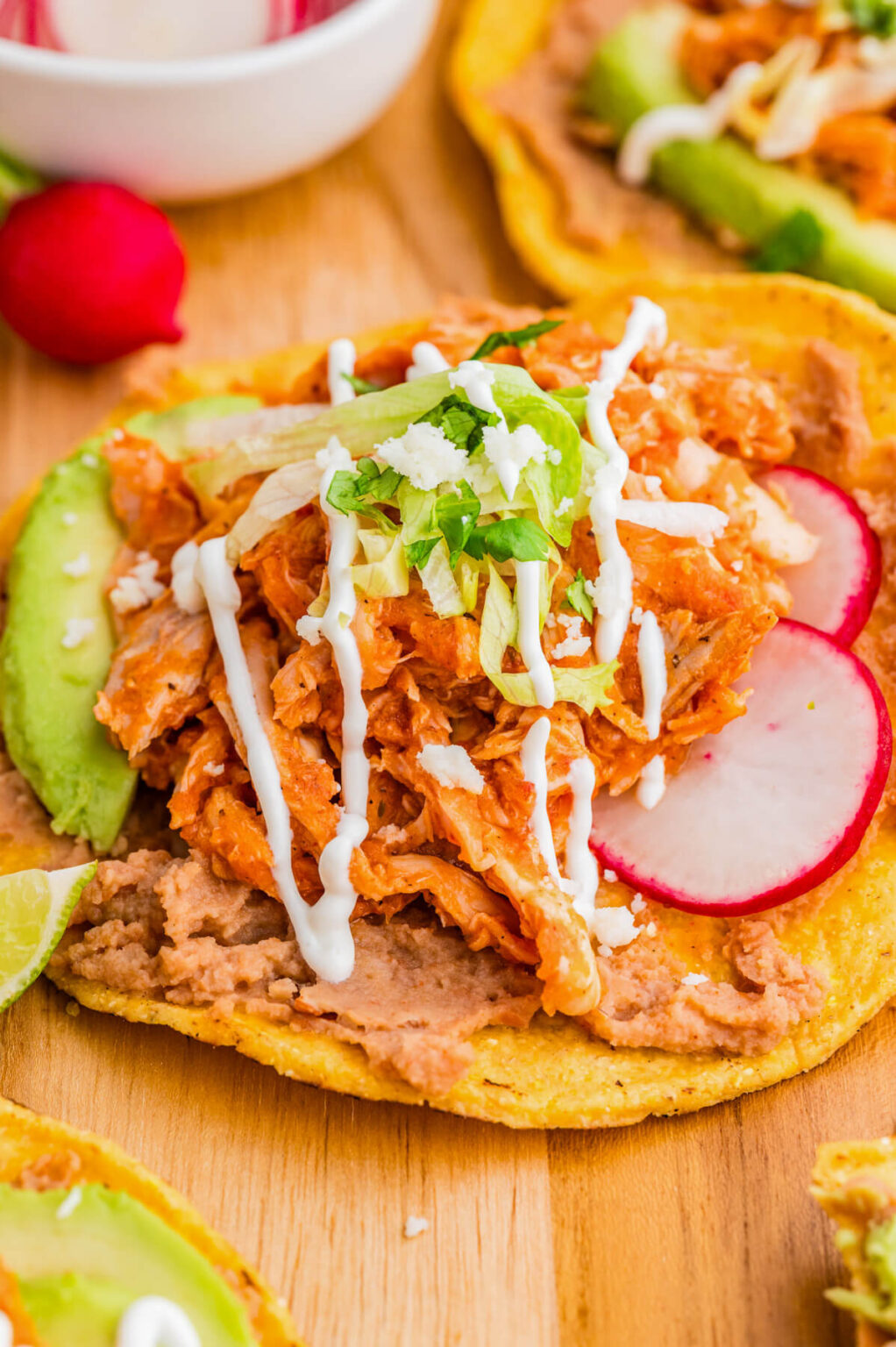Chicken Tinga Tostadas - Dish 'n' the Kitchen